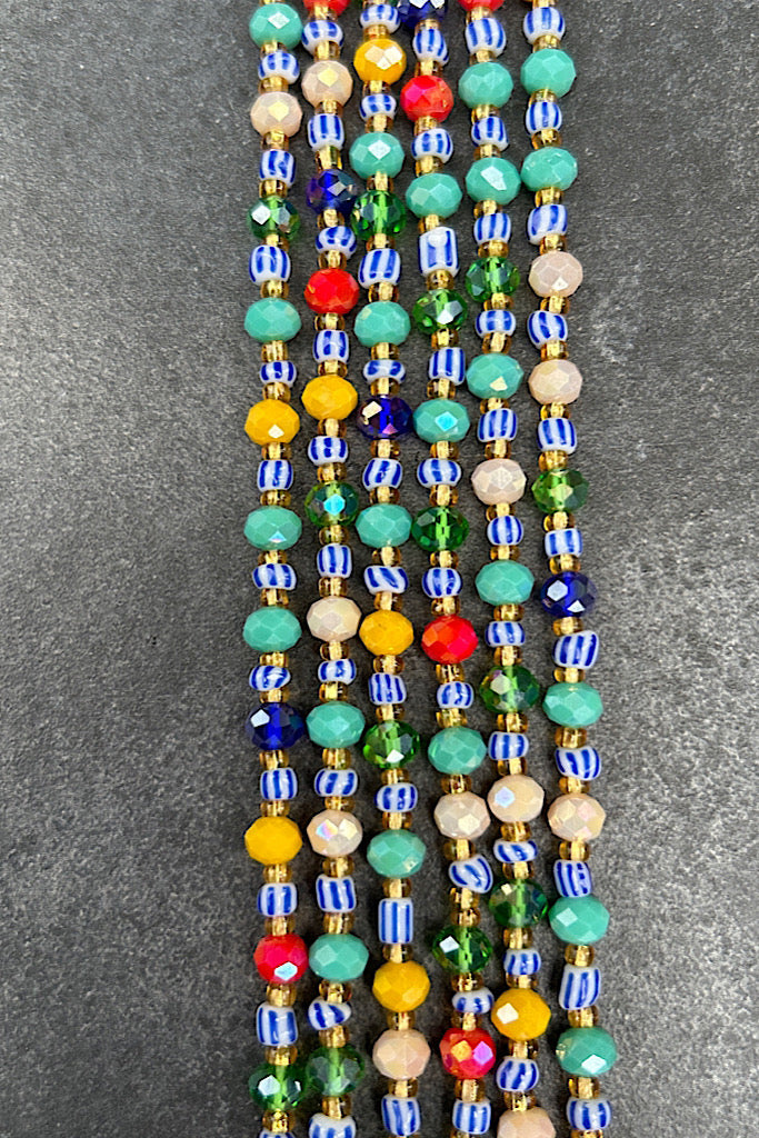 Crystal Clear Waist Beads with Red Accent – Adinkra Expo