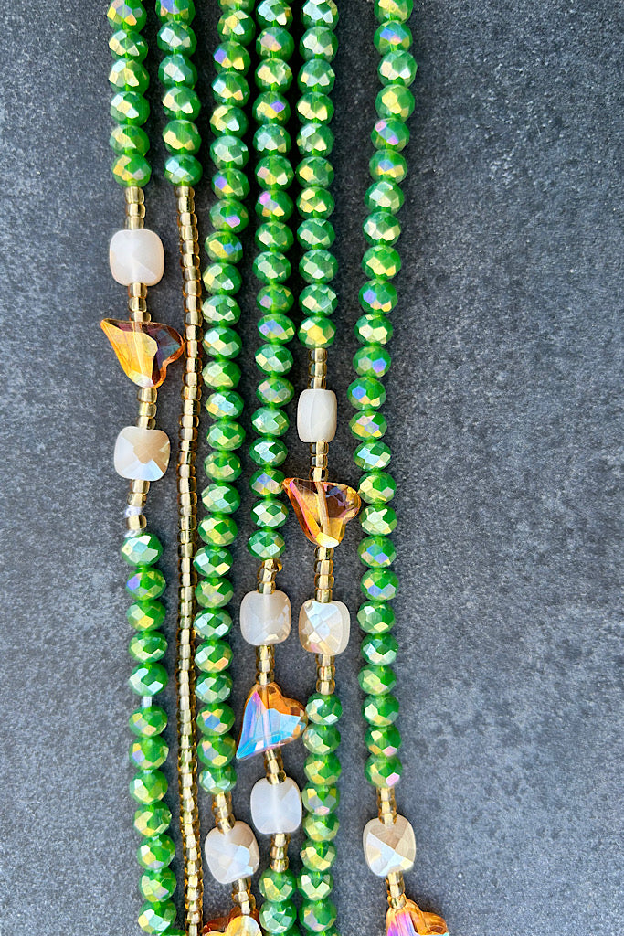 Crystal Clear Waist Beads with Red Accent – Adinkra Expo