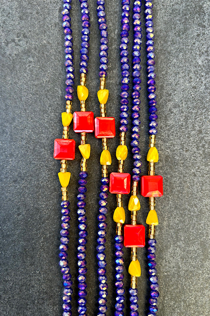 Crystal Clear Waist Beads with Red Accent – Adinkra Expo