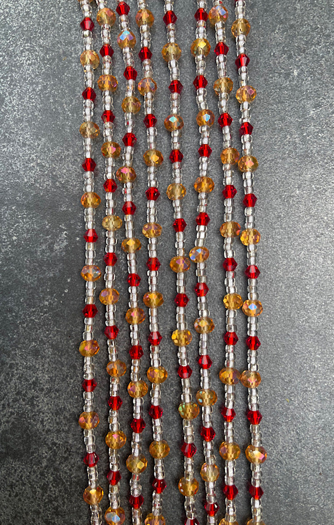 Crystal Clear Waist Beads with Red Accent – Adinkra Expo